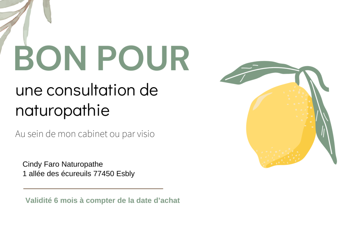 Carte Cadeau Consultation Naturopathie - Cindy Faro Naturopathe